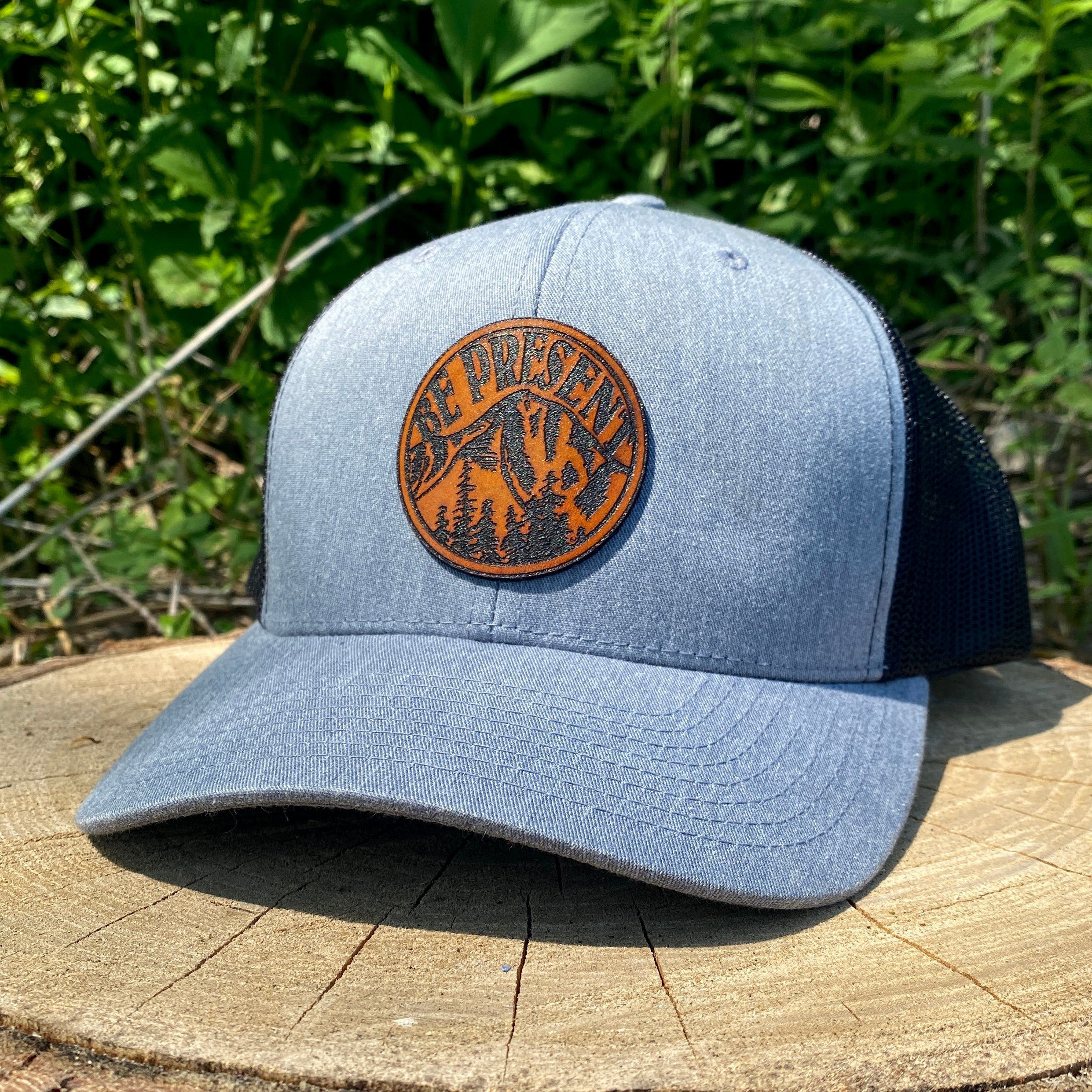 Be Present Mountain Snapback Leather Patch Hat – Life Unplugged