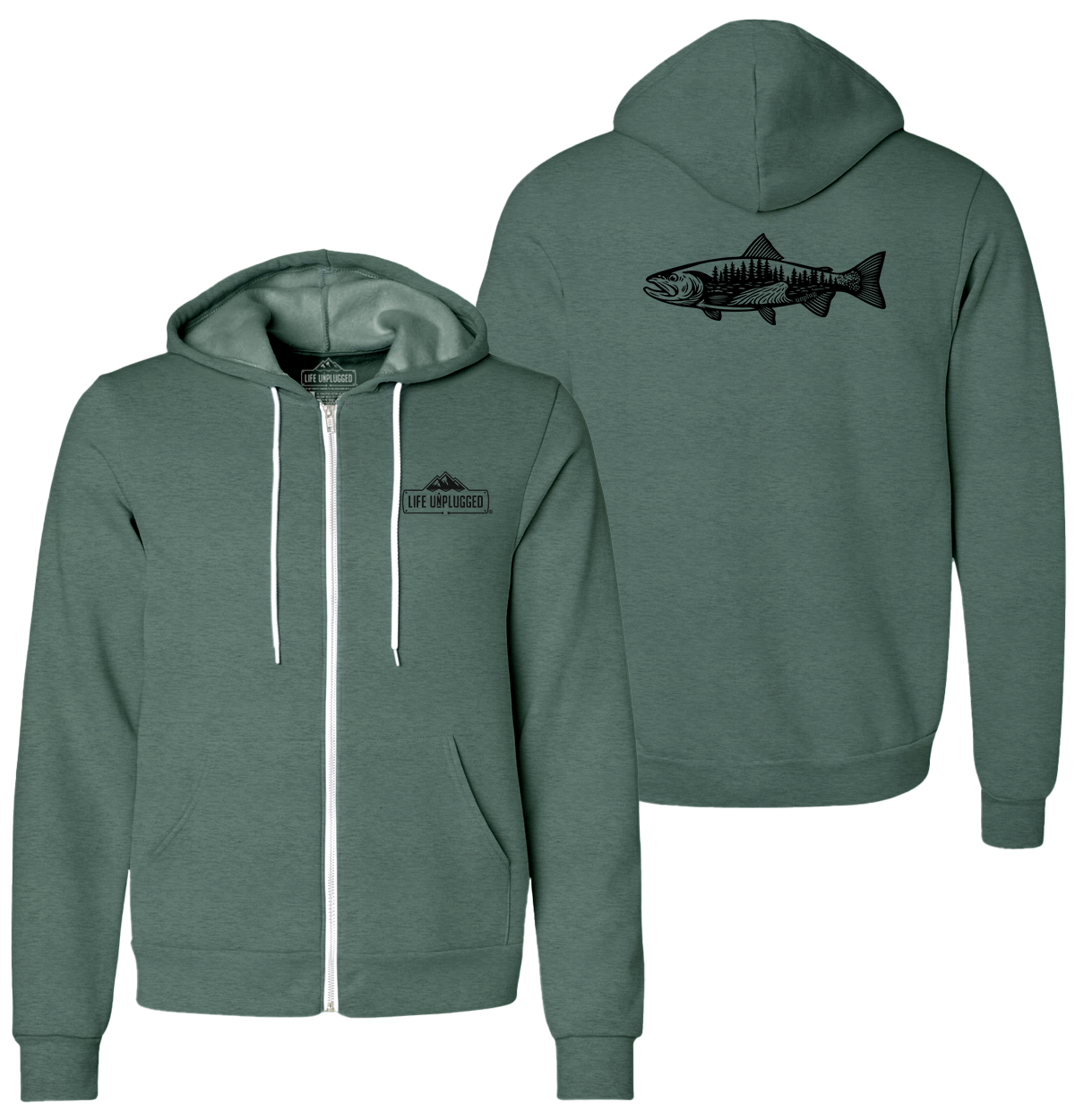 WOODLAND TROUT Supersoft Midweight Zip Up Hoodie – Life Unplugged