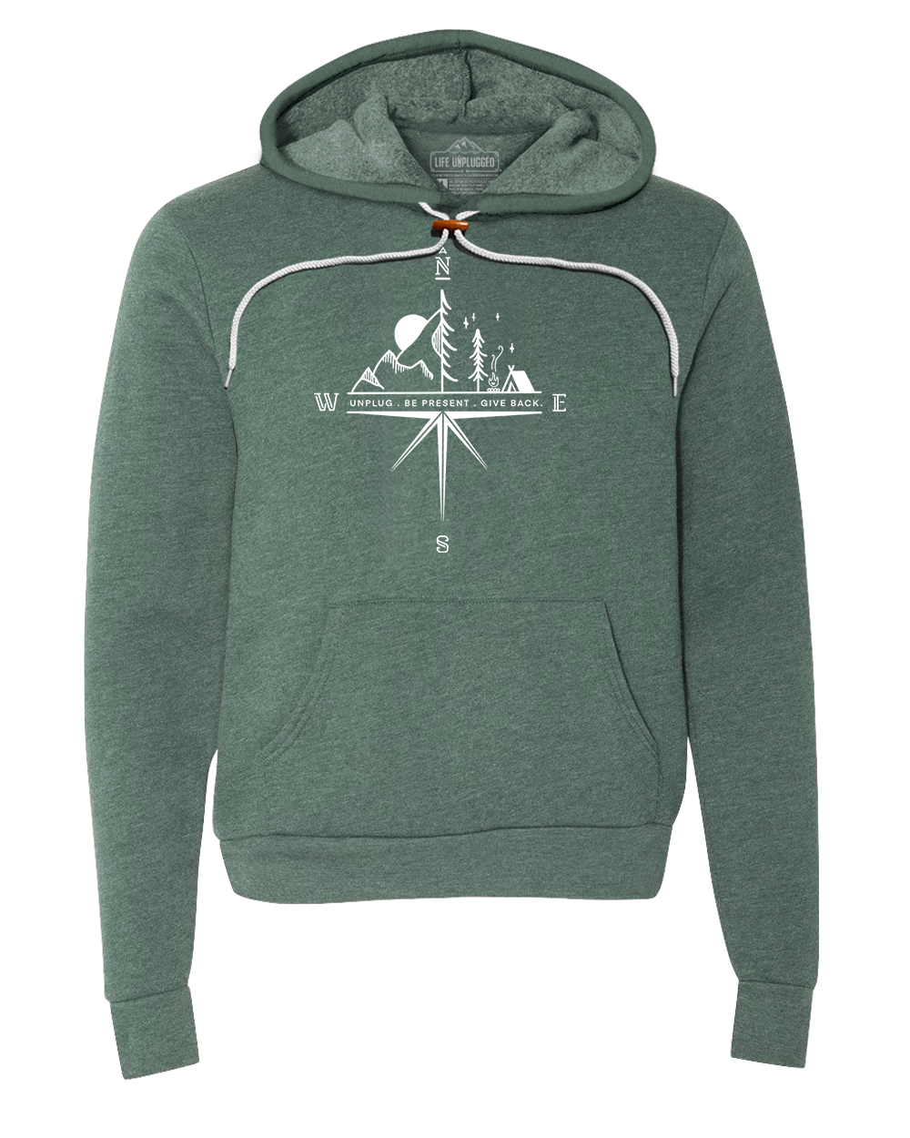 COMPASS MOUNTAIN SCENE Super Soft Hoodie MEDIUM - HEATHER FOREST BLOWO ...