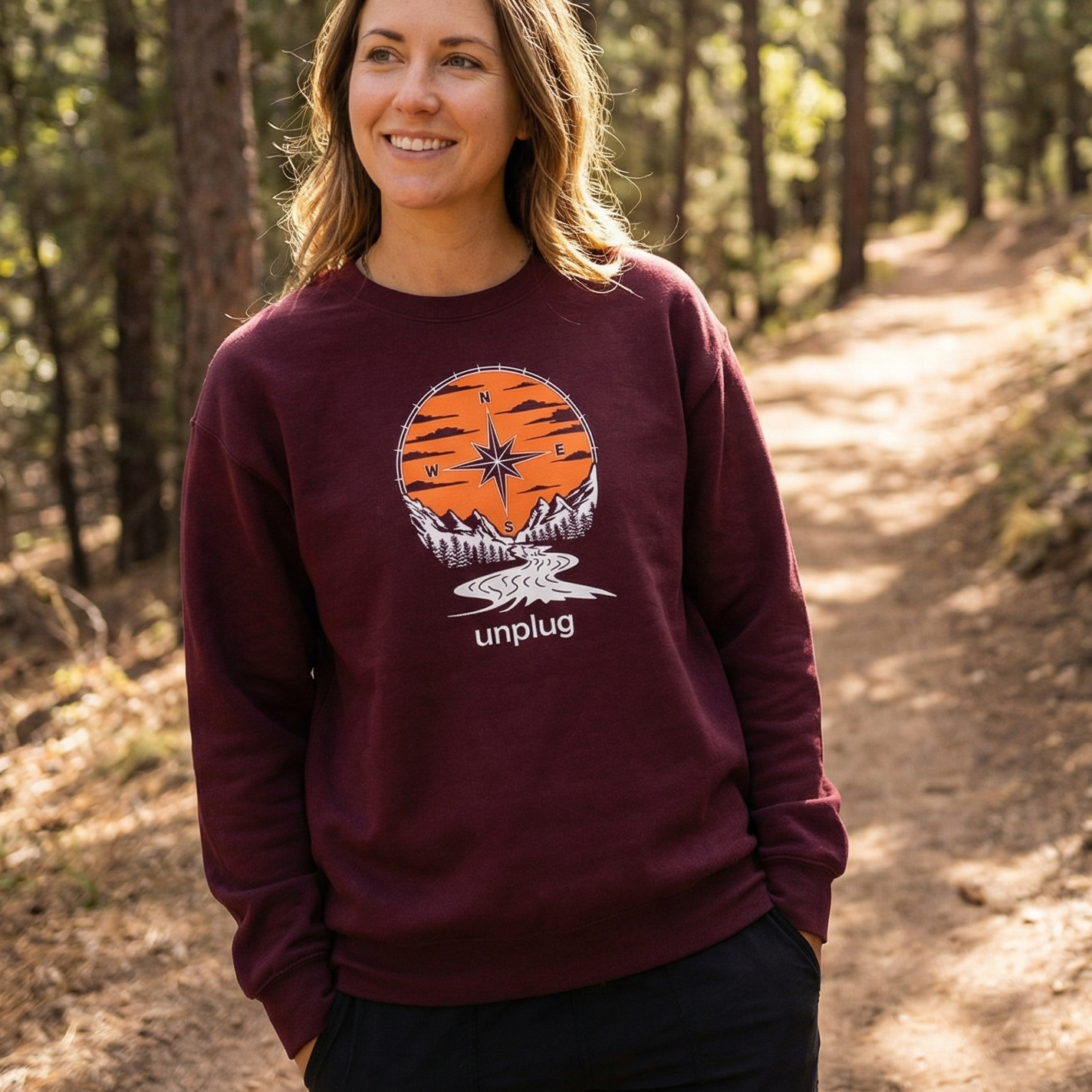 Compass Sunset Midweight Super Soft Crewneck Sweatshirt – Life Unplugged