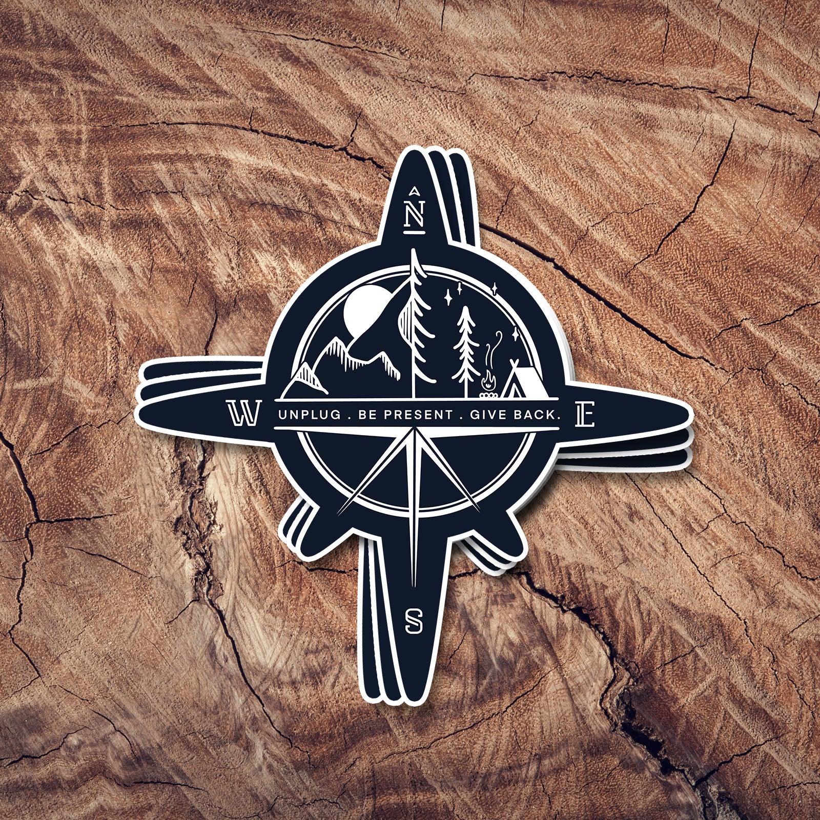 Compass Mountain Scene Vinyl Sticker – Life Unplugged